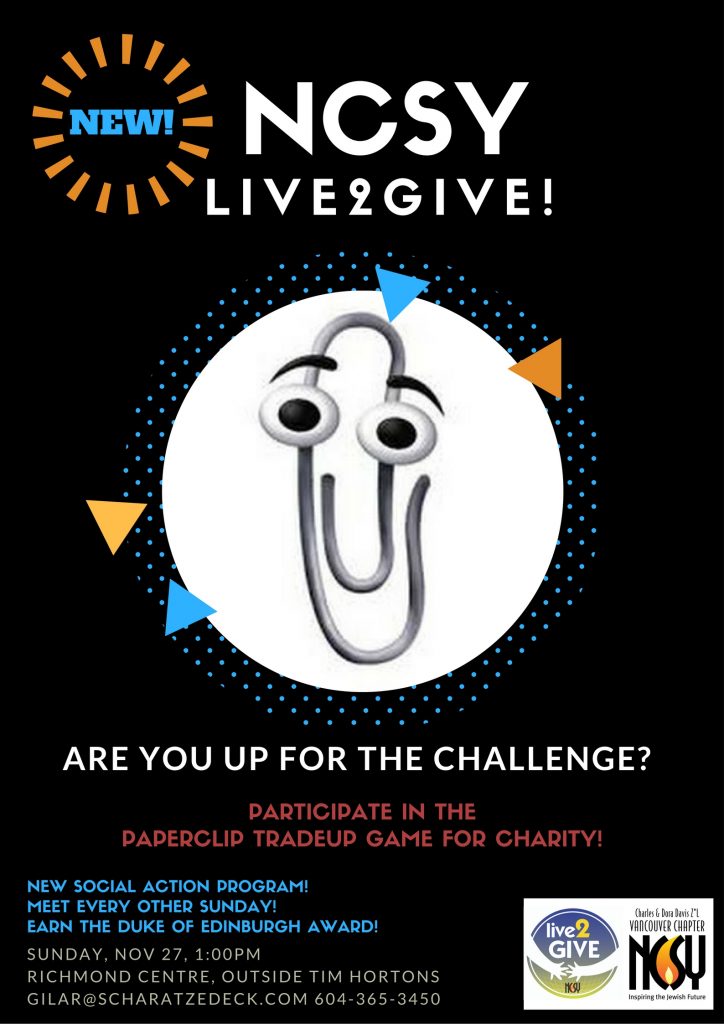 NCSY LIVE2GIVE - Are You Up for the Challenge? - Vancouver NCSY